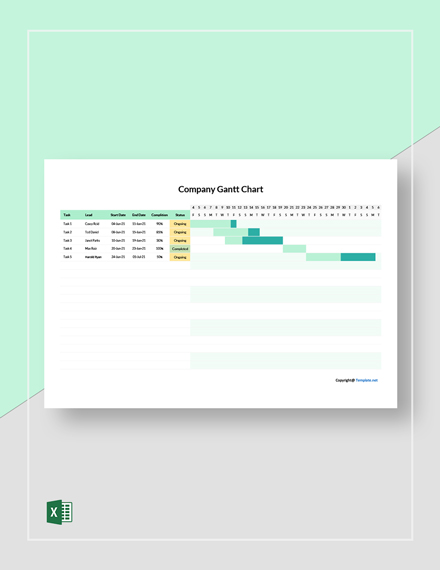Free Sample Restaurant Gantt Chart Template - Excel | Template.net