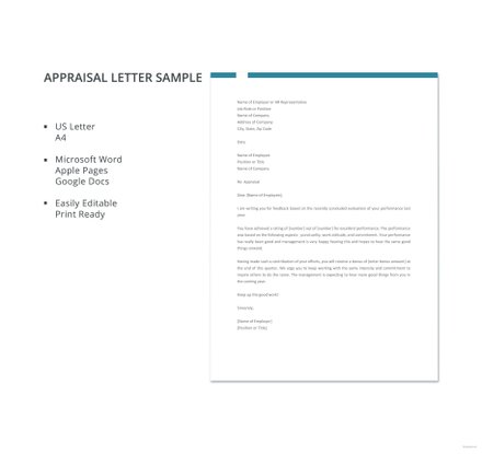 Free Employee Appraisal Letter Template: Download 700+ Letters in Word ...
