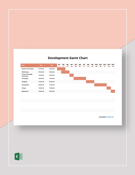 Simple Development Gantt Chart Template - Excel