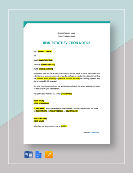 Free Blank Eviction Notice Template - Google Docs, Word | Template.net