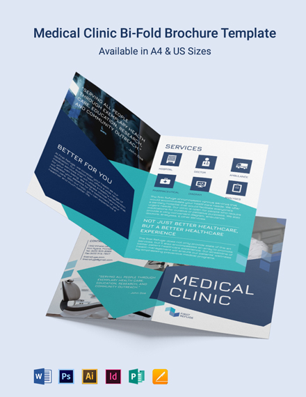 Medical Clinic Center Bi-Fold Brochure Template
