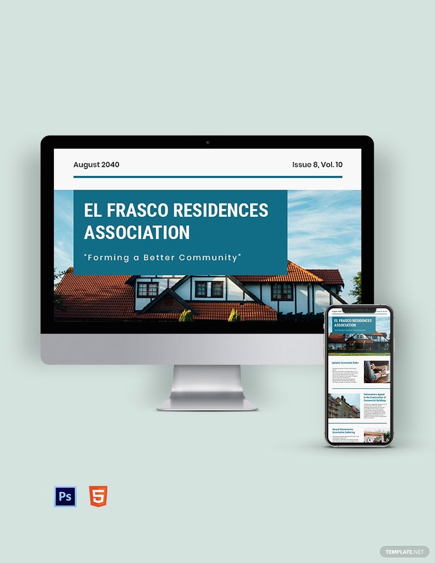 Free Homeowners Association Newsletter Template Download In PSD 