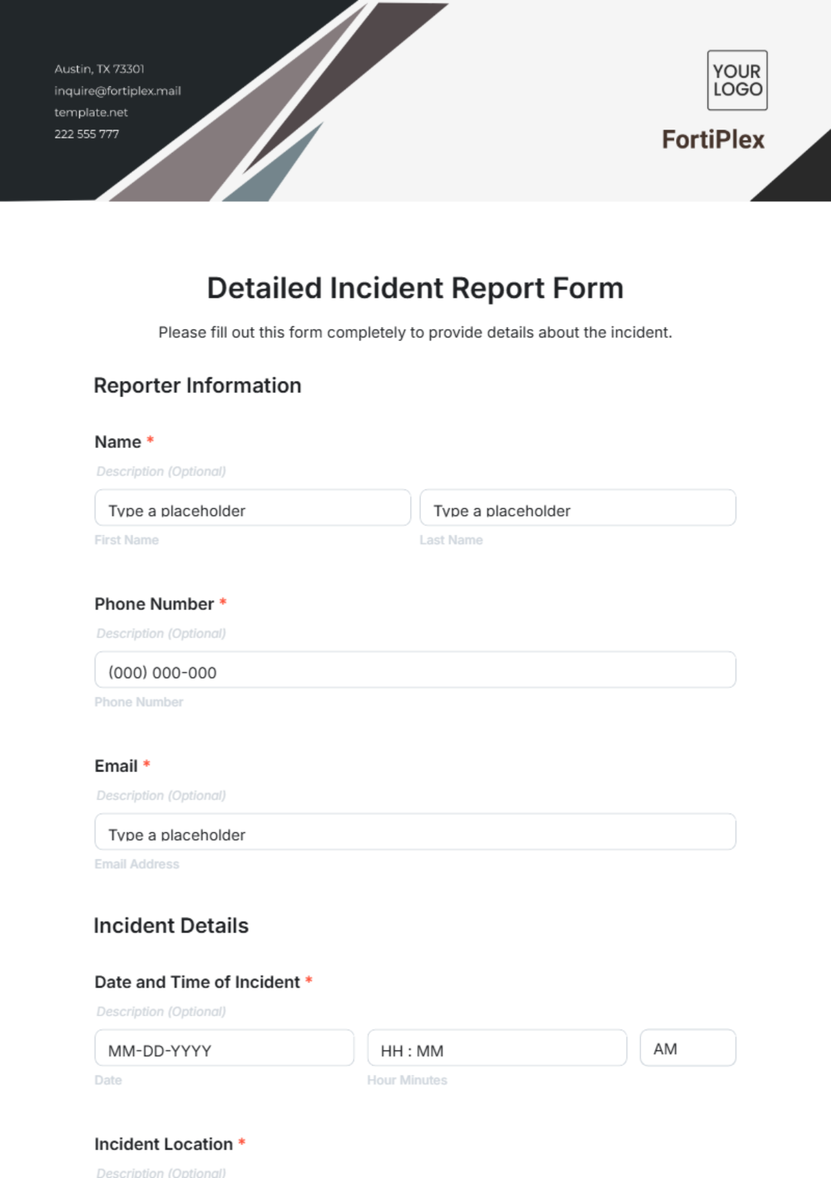 Free Restaurant Incident Report Form Template To Edit Online
