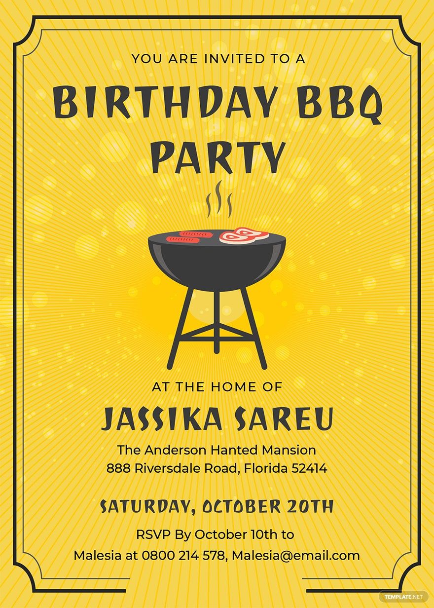 BBQ Birthday Invitation Template Download In Illustrator PSD 