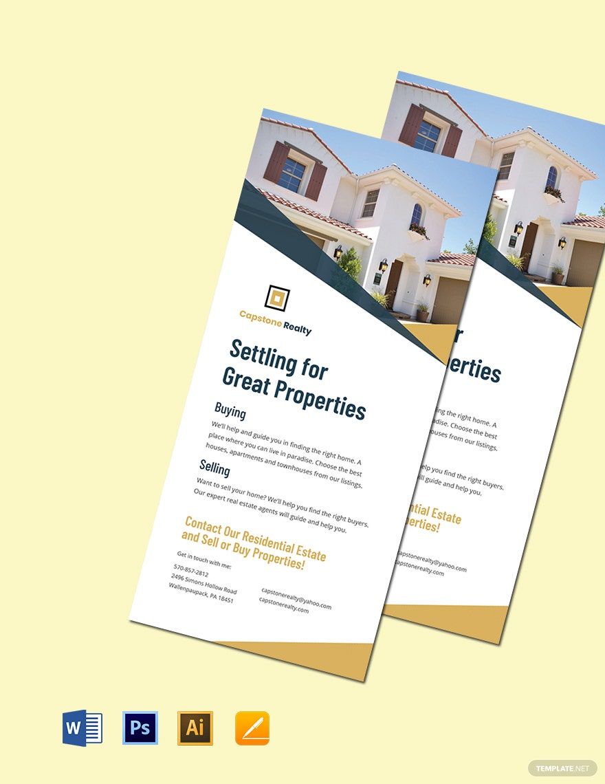 Free Creative Real Estate Rack Card Template - Illustrator, Word, Apple ...