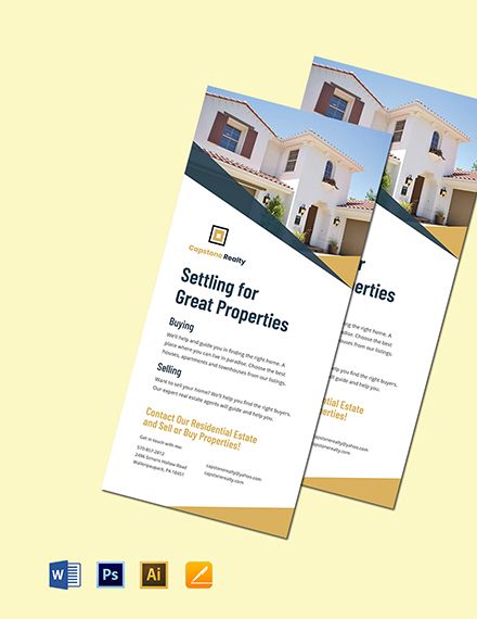 Free Creative Real Estate Rack Card Template - Illustrator, Word, Apple ...