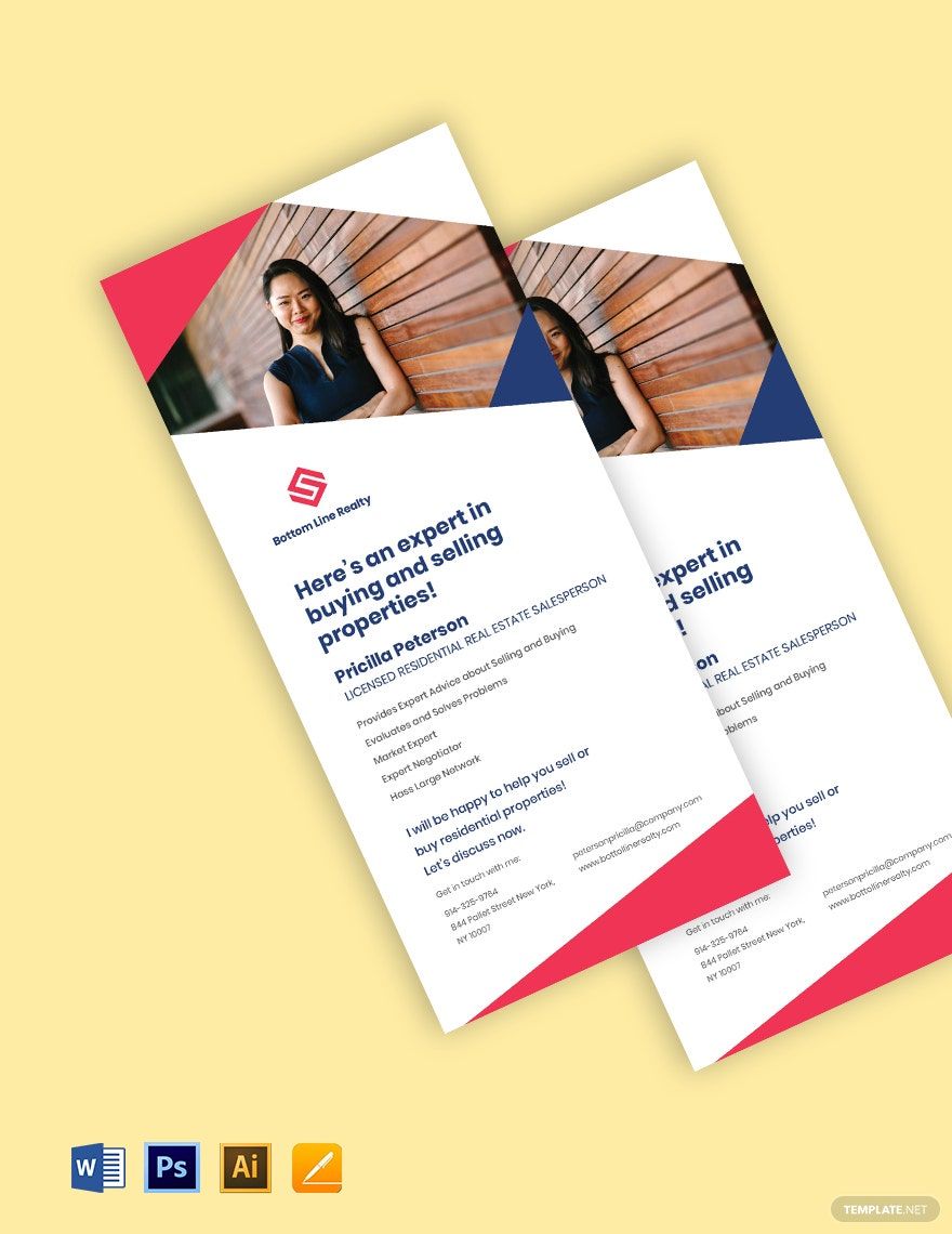 Free Creative Real Estate Rack Card Template - Illustrator, Word, Apple ...