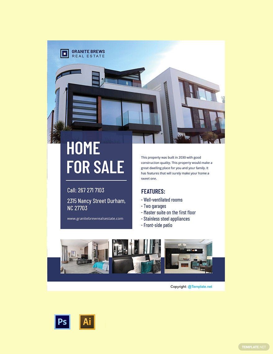 Real Estate Advertising Poster Template - Illustrator, Apple Pages, PSD ...