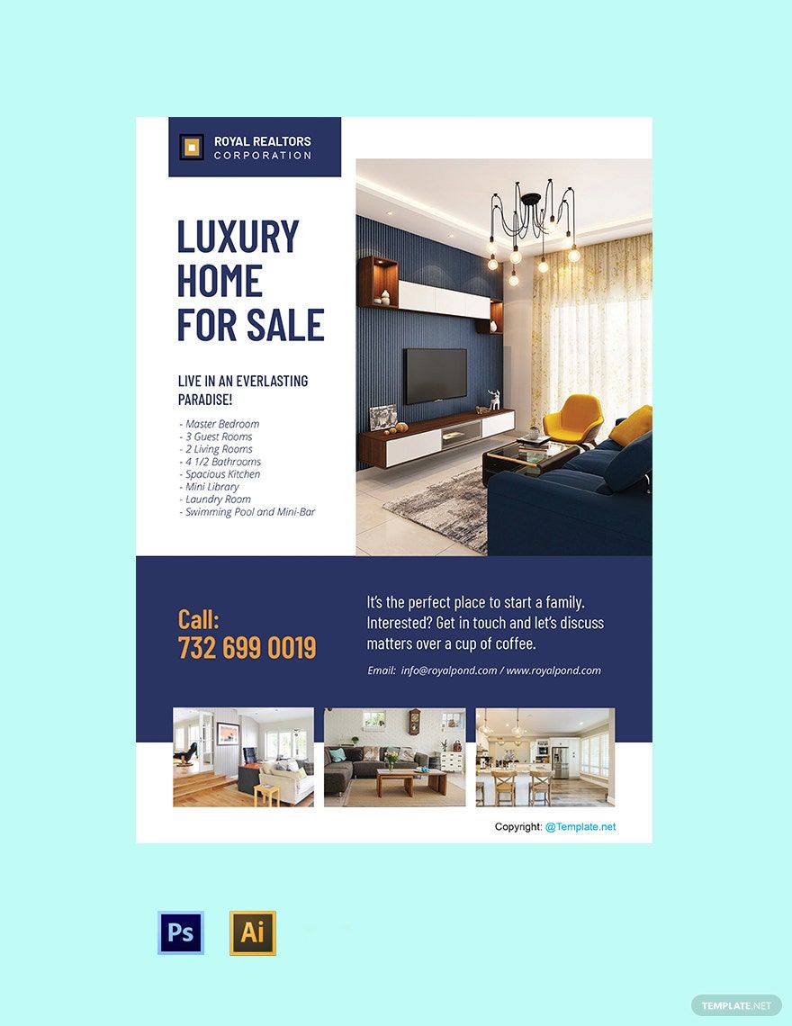 Real Estate Advertising Poster Template - Illustrator, Apple Pages, PSD ...