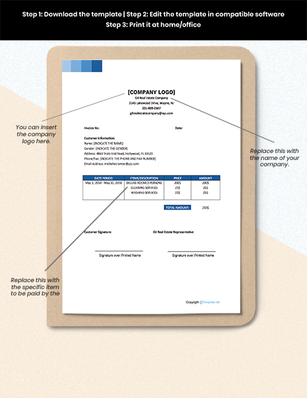 Free Sample Real Estate Invoice Template - Google Docs, Google Sheets ...