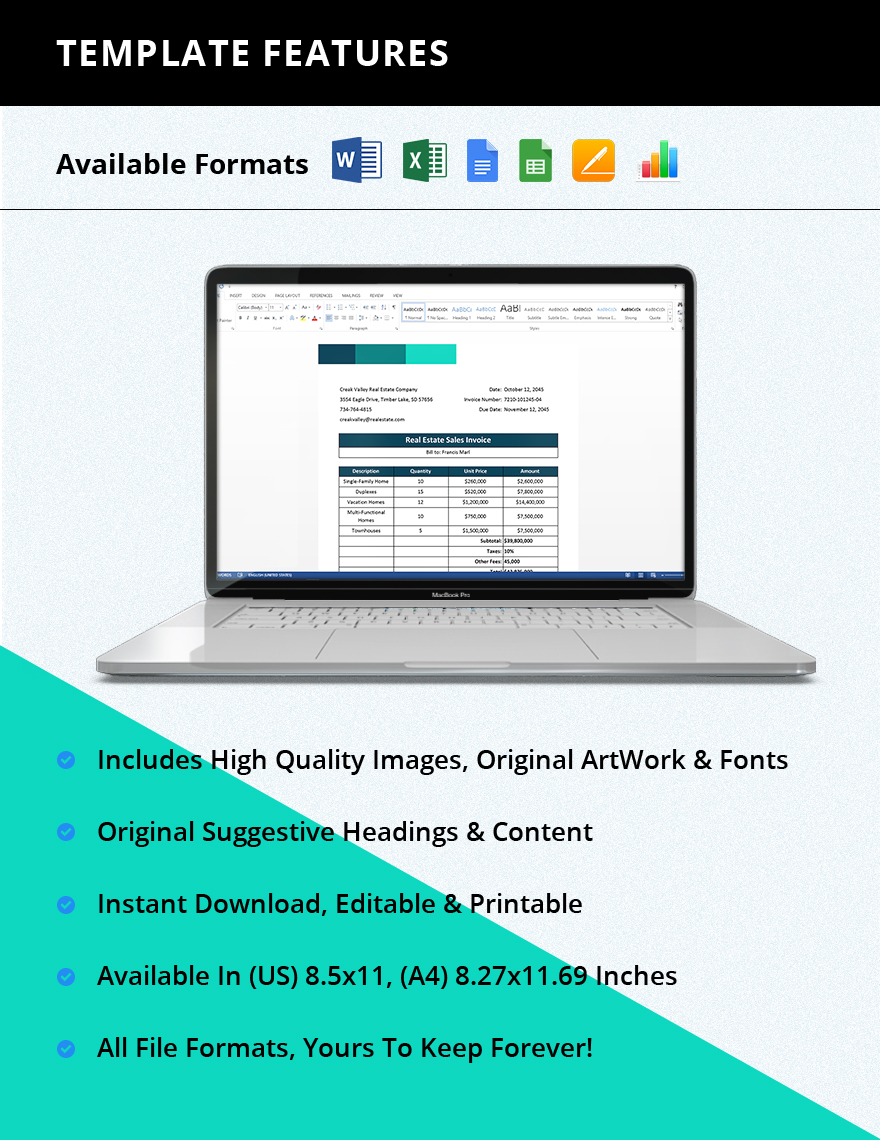 Free Free Real Estate Sales Invoice Template - Google Docs, Google ...
