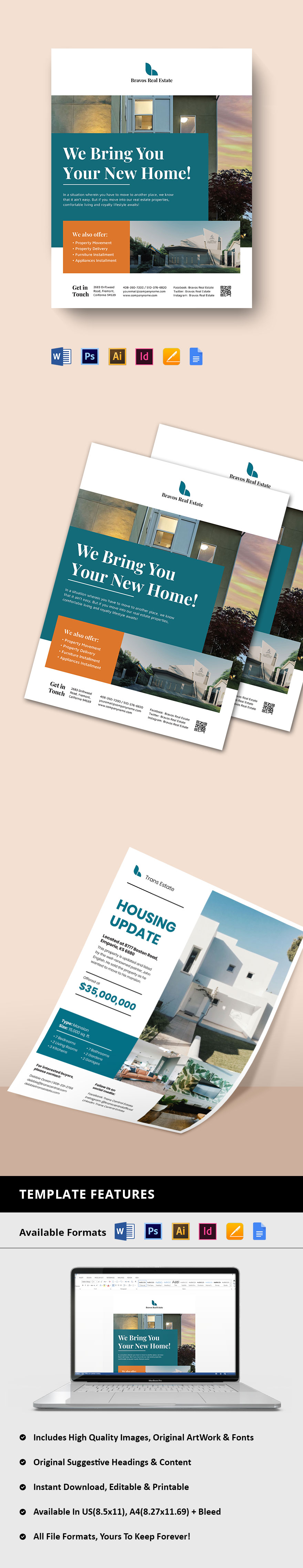 Real Estate House Sale Flyer Template - Illustrator, Word, Apple Pages ...