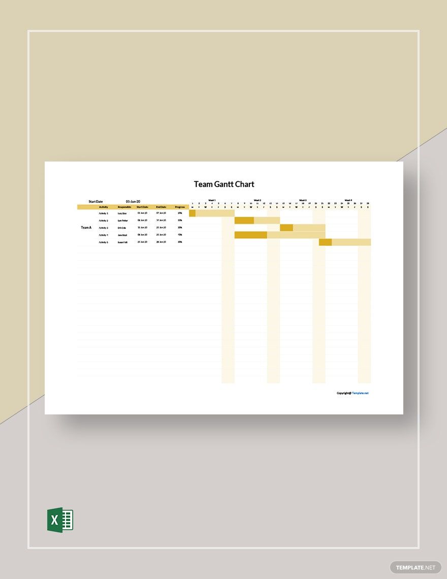 Free Sample Team Gantt Chart Template Excel Template