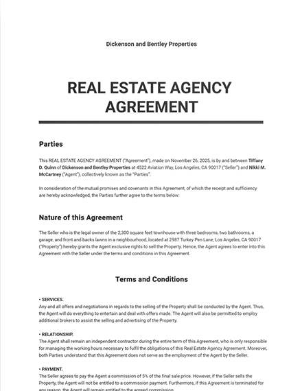 Free Basic Real Estate Agreement Template - Google Docs, Word, Apple ...