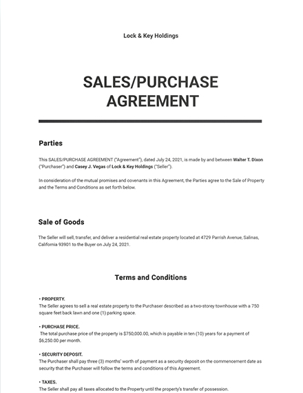 Free Basic Real Estate Purchase Agreement Template - Google Docs, Word ...