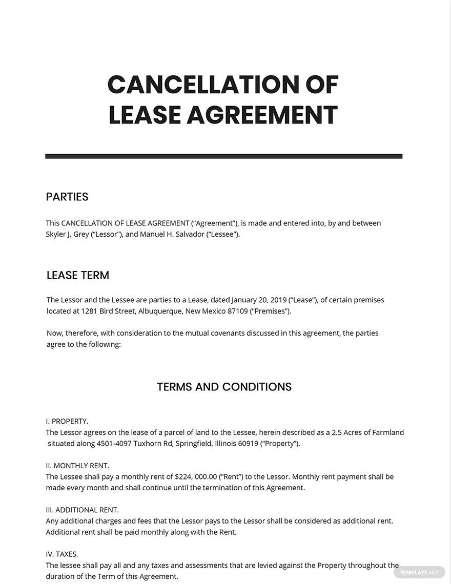 Cancellation Agreement Template