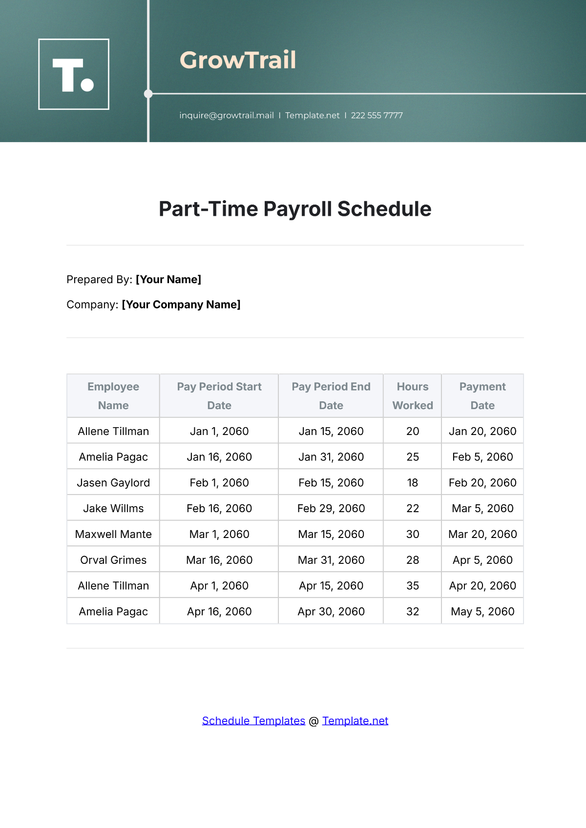 Free Payroll Schedule Templates Editable And Printable Free Payroll Schedule Templates Editable And Printable