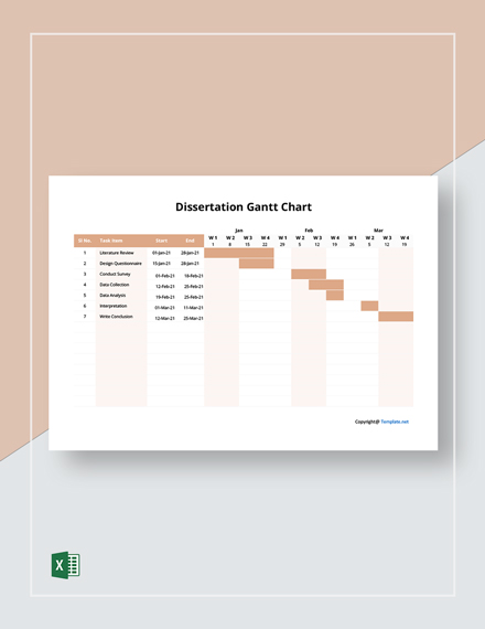 Sample Dissertation Gantt Chart Template - Excel
