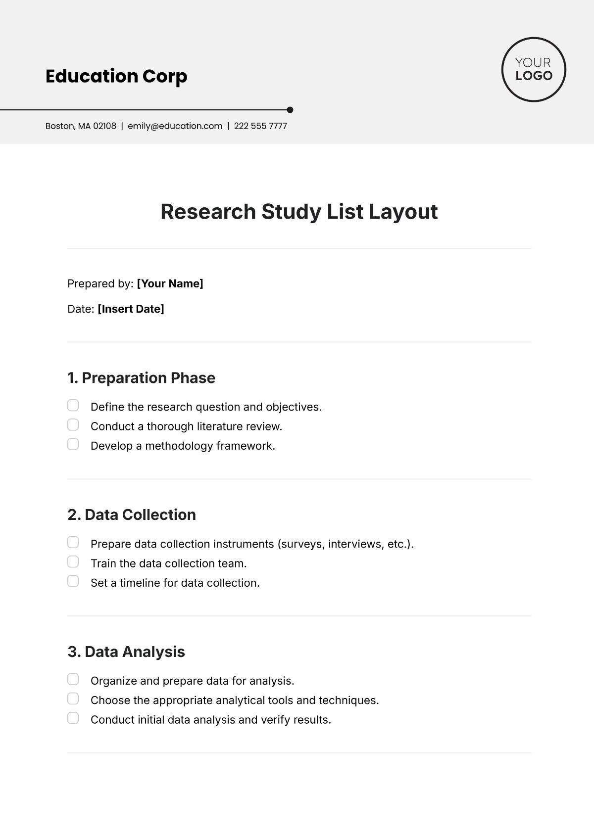 Free Project List Templates Editable And Printable