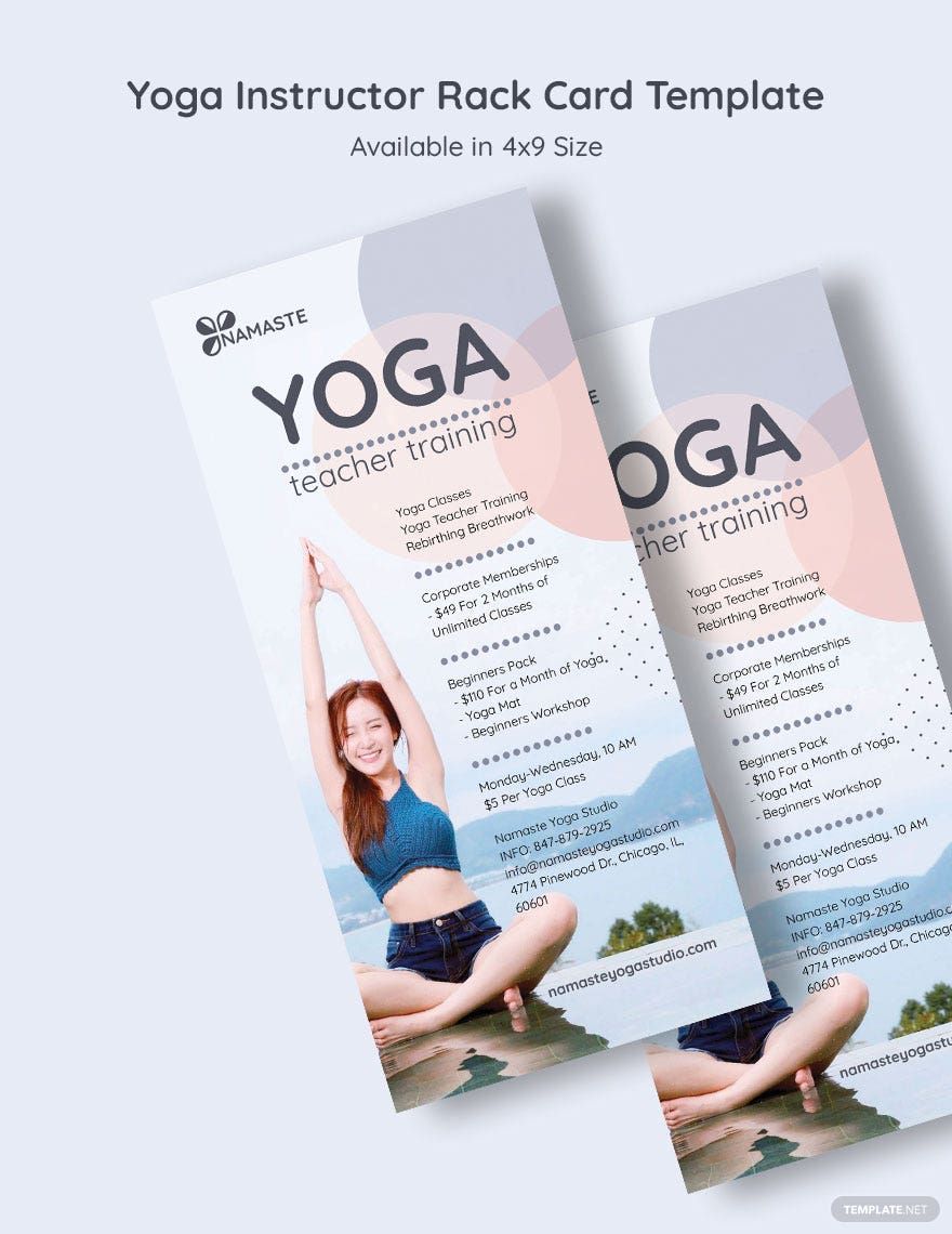 Yoga Instructor Rack Card Template Download In Illustrator PSD 