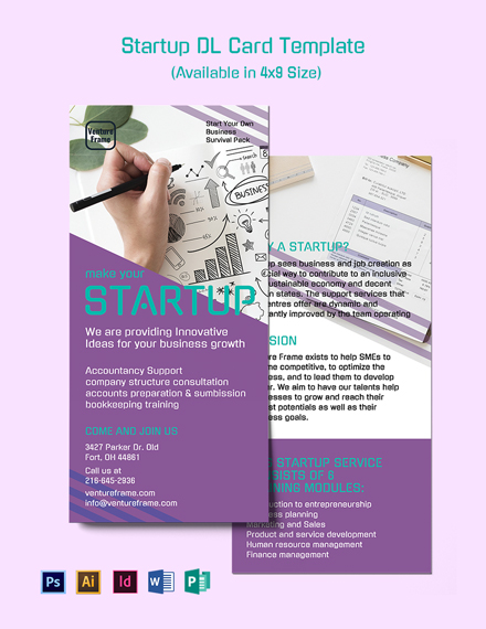Startup Company DL Card Template - Word | Template.net