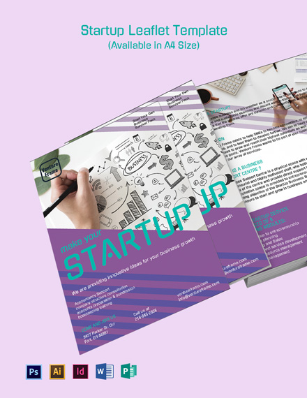 Tech Startup Leaflet Template - Illustrator, InDesign, Word, PSD ...