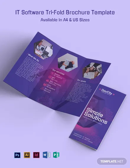 Free Bi-Fold Creative Software Brochure Template - Illustrator ...