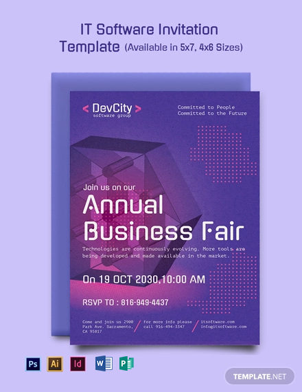 Free Simple Software Company Invitation Template - Download in Word ...