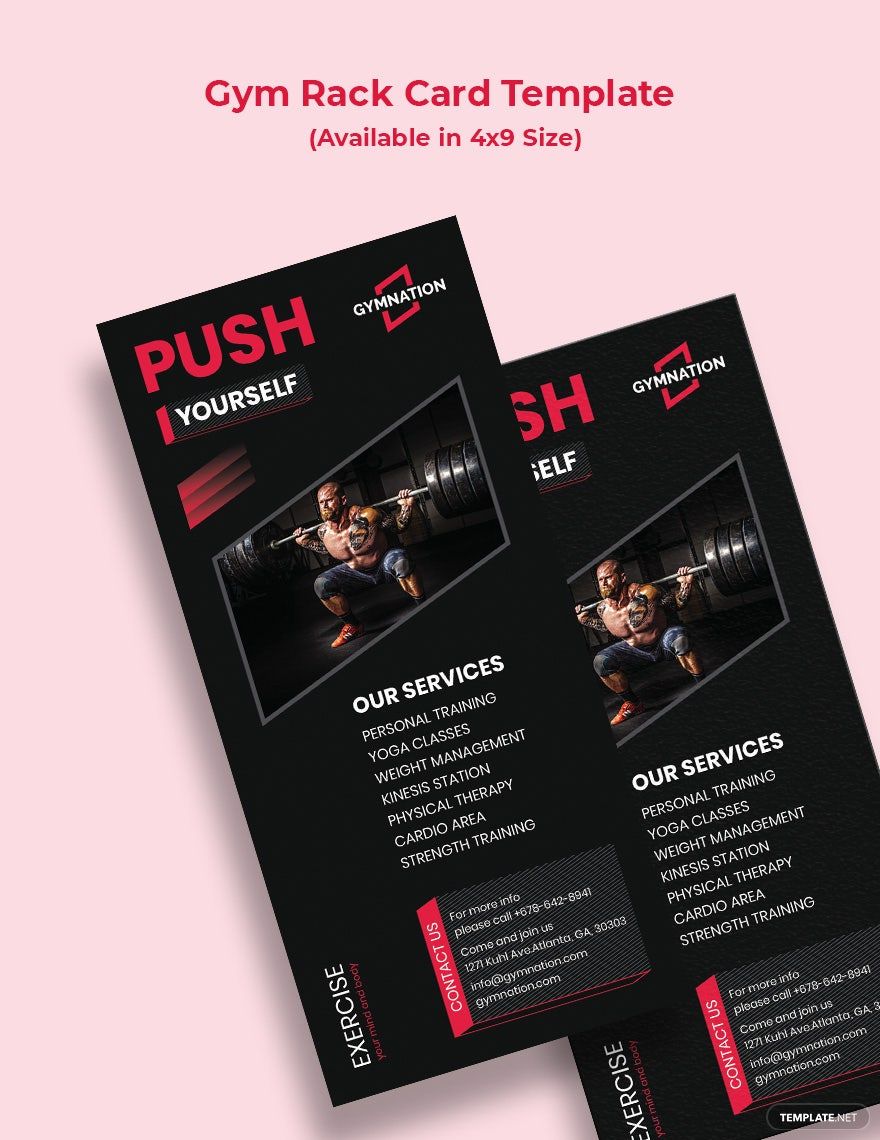 Free Elegant Gym Rack Card Template - Illustrator, Word, PSD | Template.net