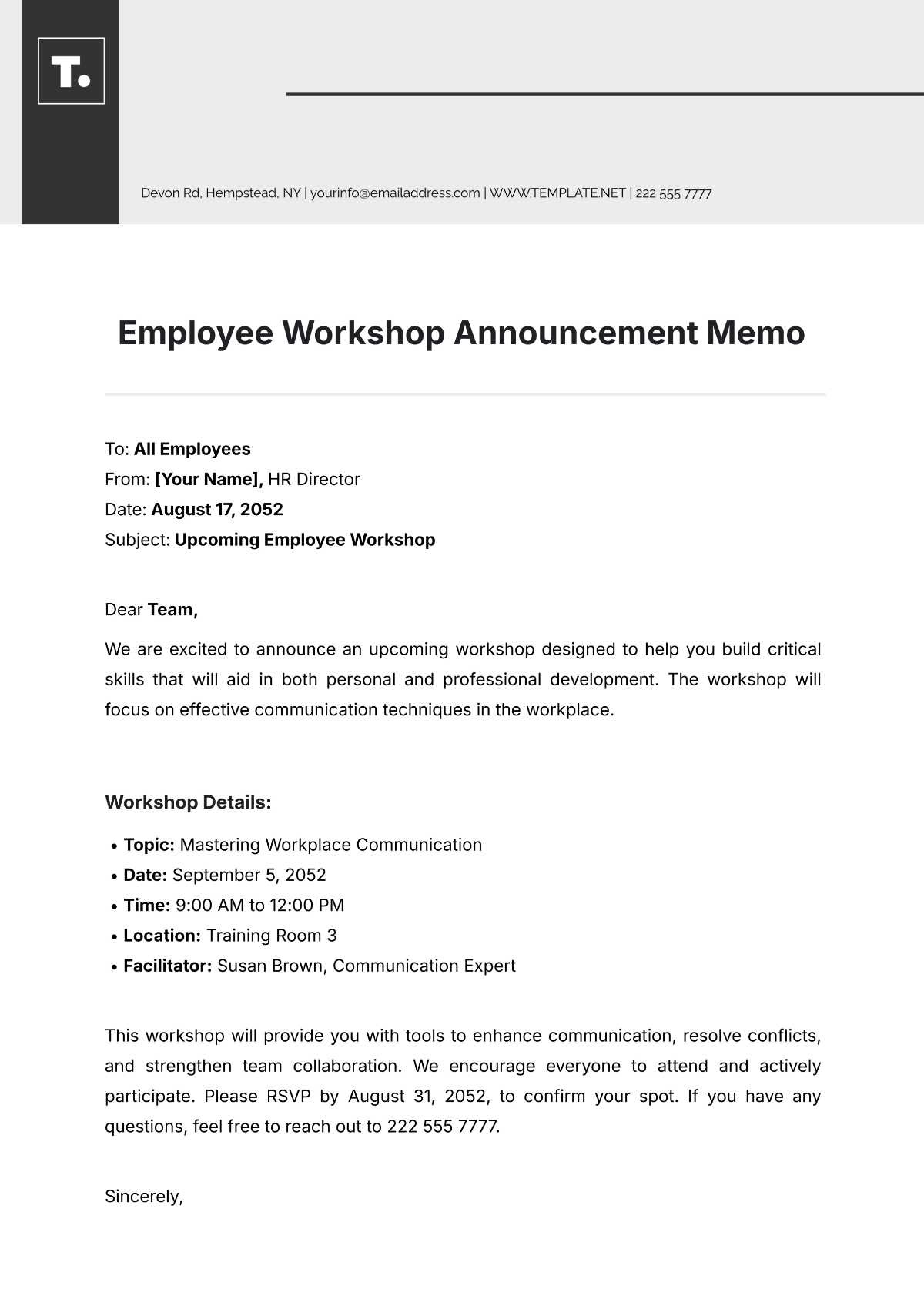 Free Workshop Templates To Edit Online