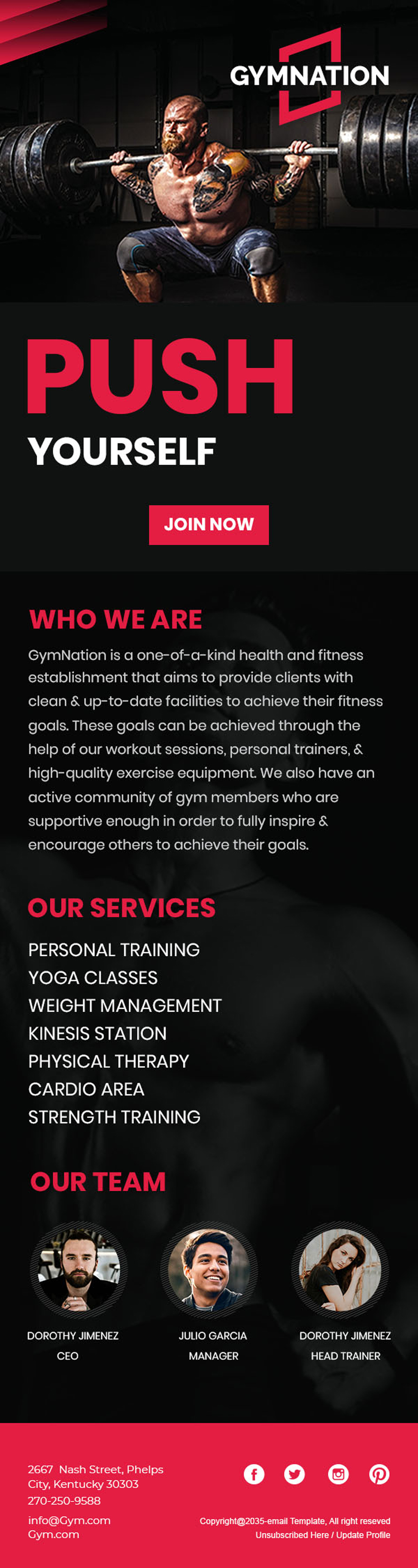 Gym Email Newsletter Template - PSD | Template.net