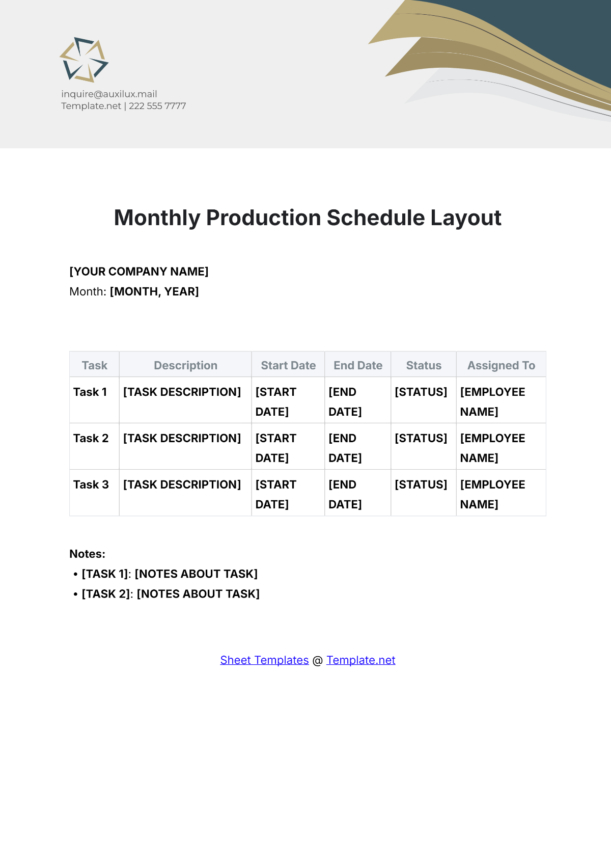 Free Production Templates To Edit Online
