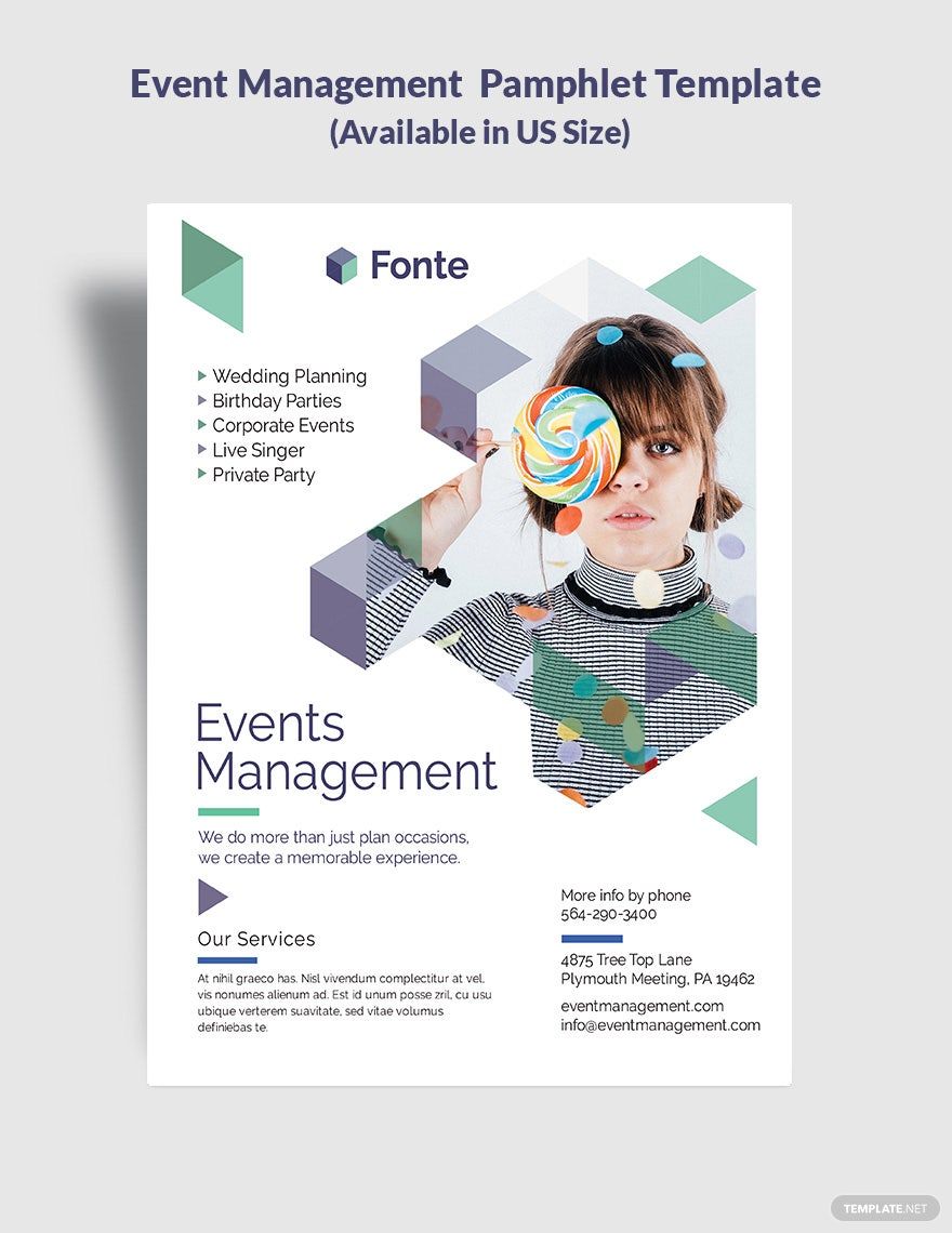 Event Management Pamphlet Template Illustrator InDesign Word PSD Publisher Template