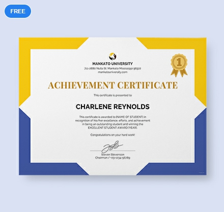 High School Achievement Certificate Template - Edit Online & Download ...