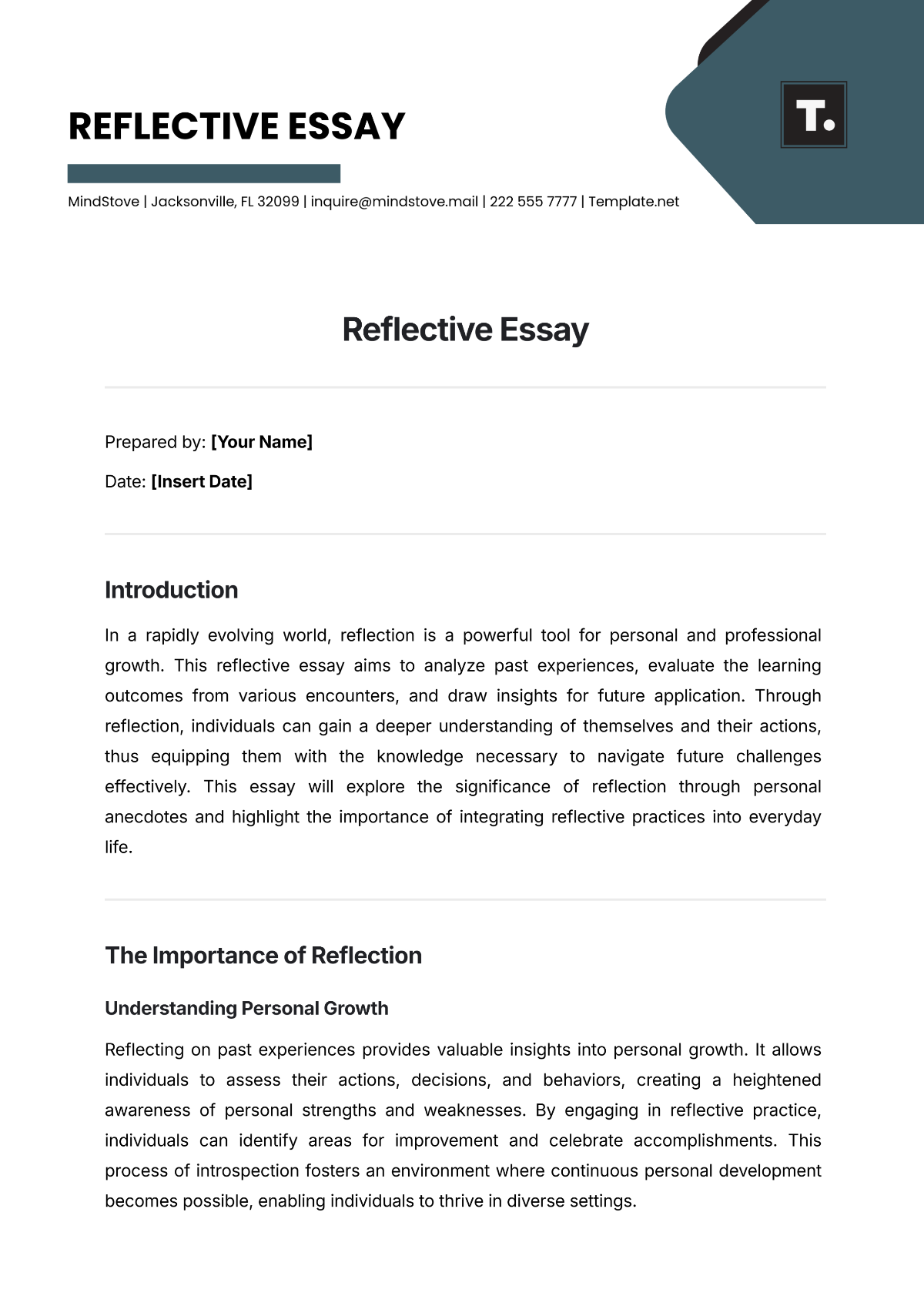 Free Reflective Essay Templates Editable And Printable Free Reflective Essay Templates Editable And Printable