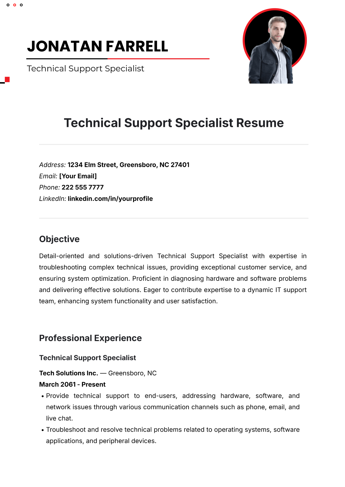 Free Sample Customer Support Specialist Resume Template To Edit Online