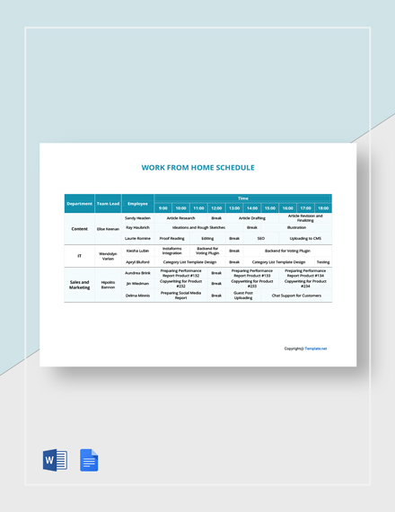Simple Work From Home Schedule Template - Google Docs, Word | Template.net