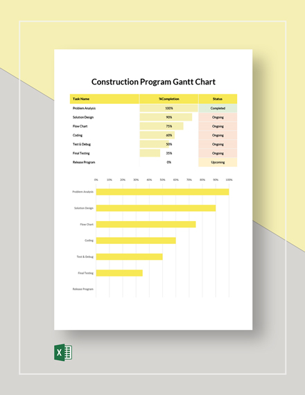 Free Sample Program Gantt Chart Template - Excel | Template.net