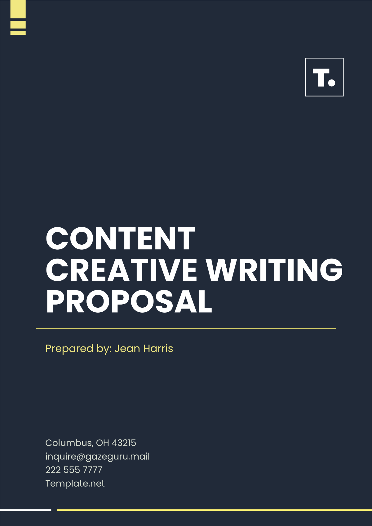 Free Content Creative Writing Proposal Template To Edit Online