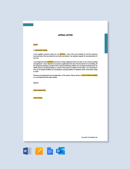 Sample Appeal Letter Template [Free PDF] - Google Docs, Word, Apple ...