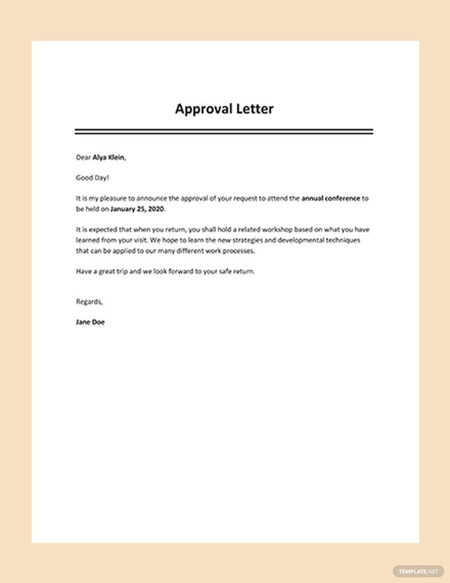 Approval Letter Format Template Google Docs Word Apple Pages PDF Template