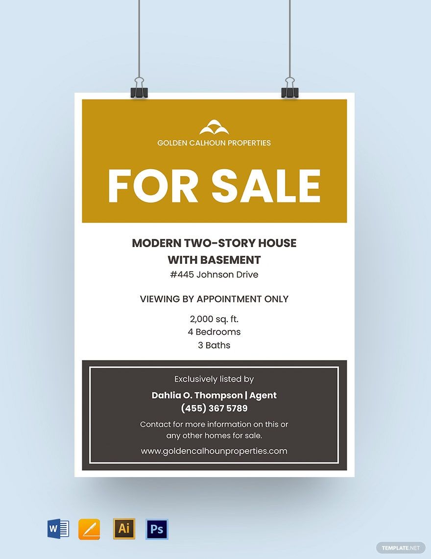 Real Estate For Sale Yard Sign Template Download In Word Illustrator 