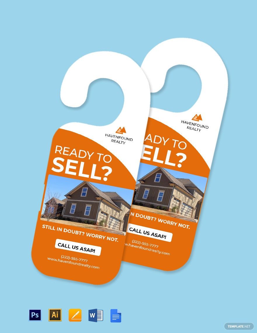 Simple Real Estate Door Hanger Template Google Docs Illustrator 