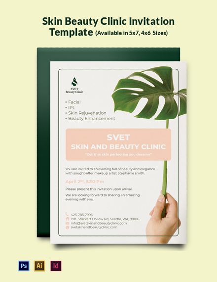 Free Skin Beauty Clinic Invitation Template - Illustrator, InDesign ...