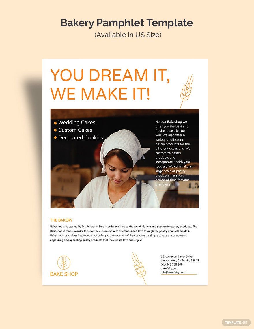 Free Bakery Pamphlet Template Illustrator InDesign PSD Template