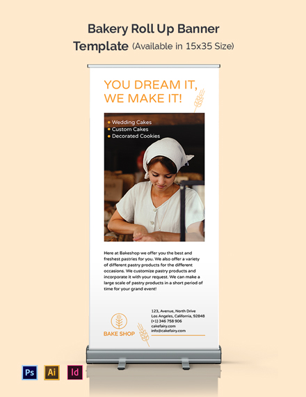 Bakery Roll Up Banner Template - Illustrator, InDesign, PSD | Template.net