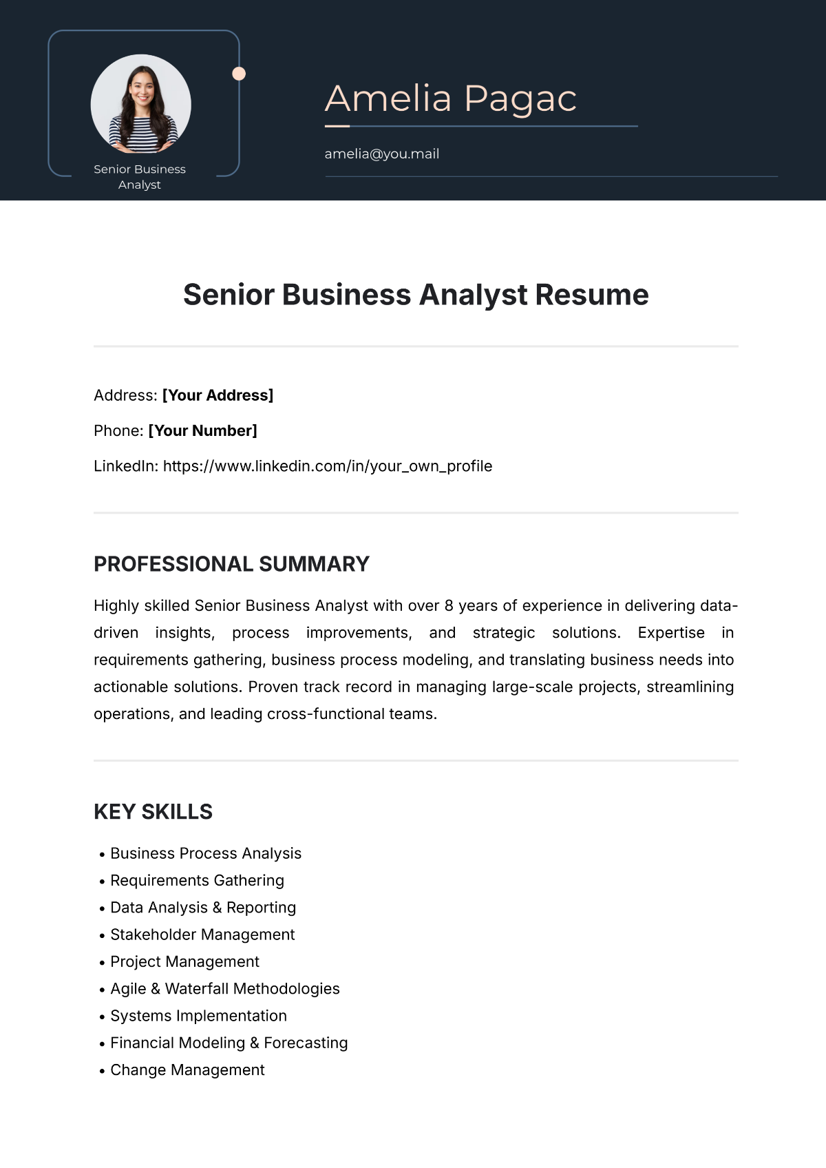 Free Senior Management Resume Template Edit Online Download