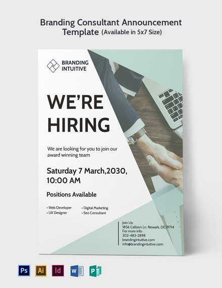 Branding Consultant Announcement Template [Free PSD] - Illustrator ...