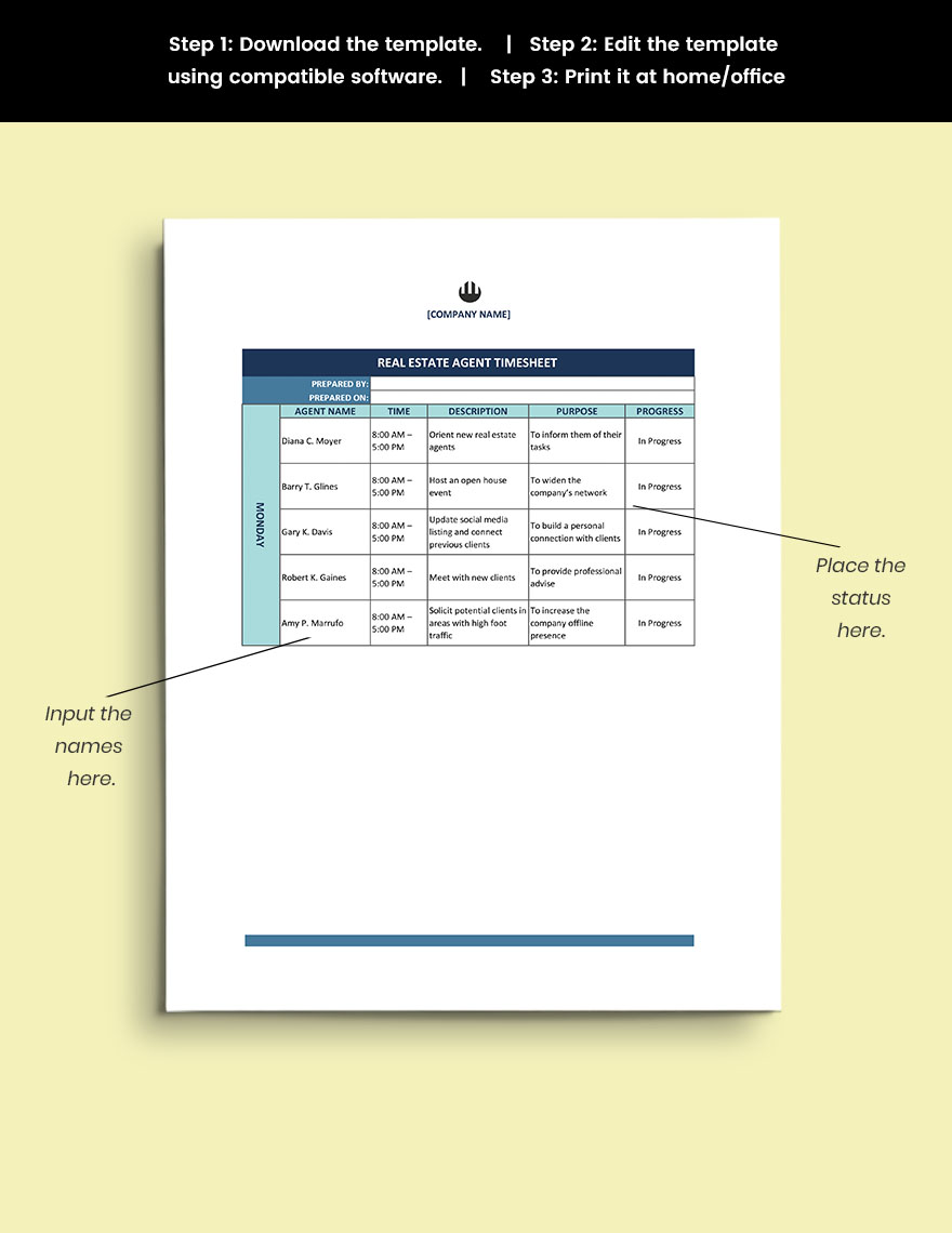 Free Free Real Estate Agent Timesheet Template - Google Sheets, Excel ...