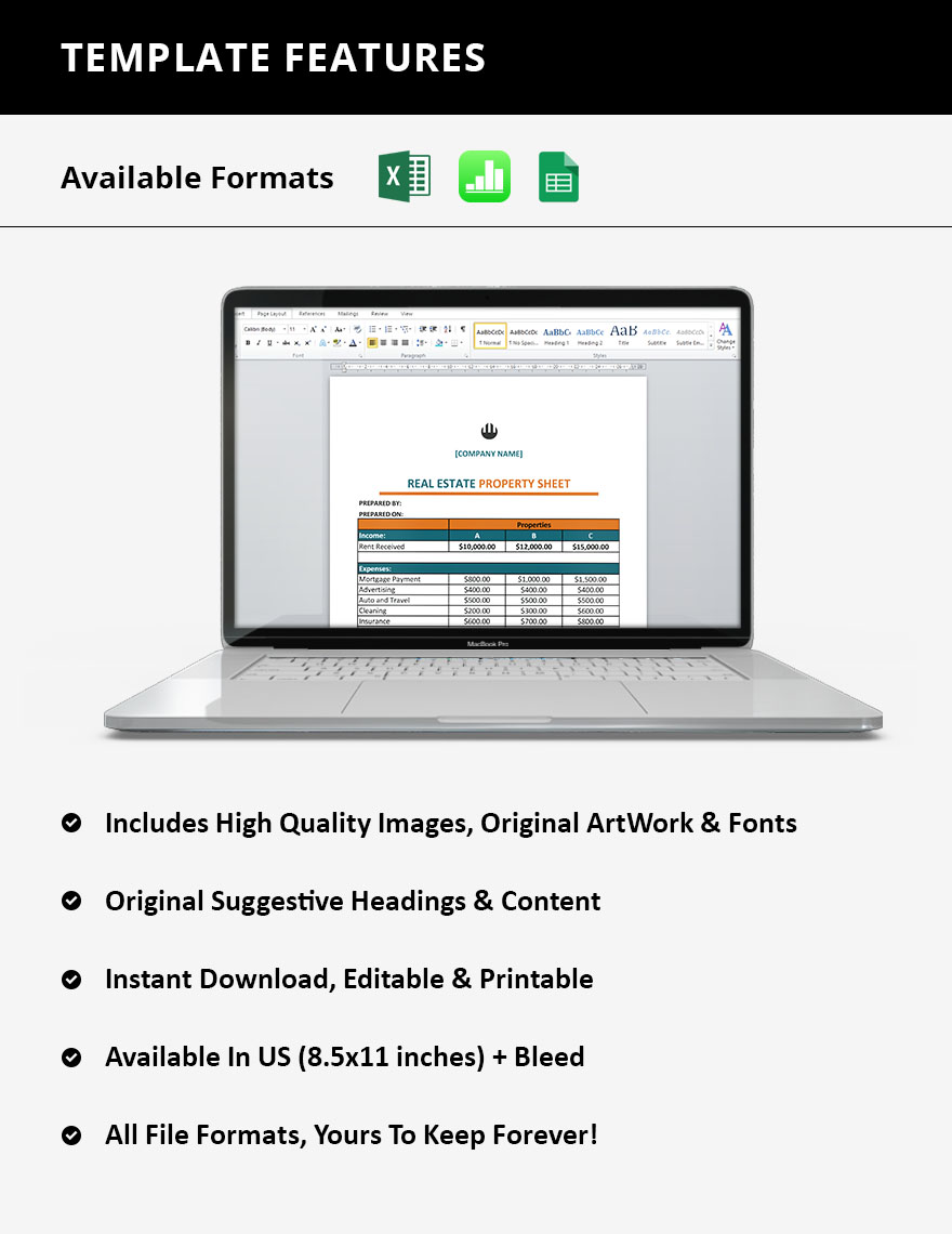 Real Estate Property Sheet Template - Download in Word, Google Docs ...